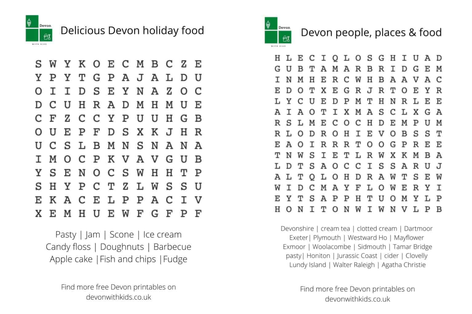 Devon-themed printable activities for kids - Devon with Kids